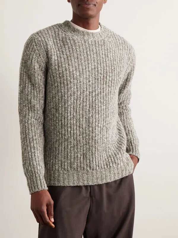 SLOWEAR Incotex Zanone Ribbed Brushed-wool Sweater