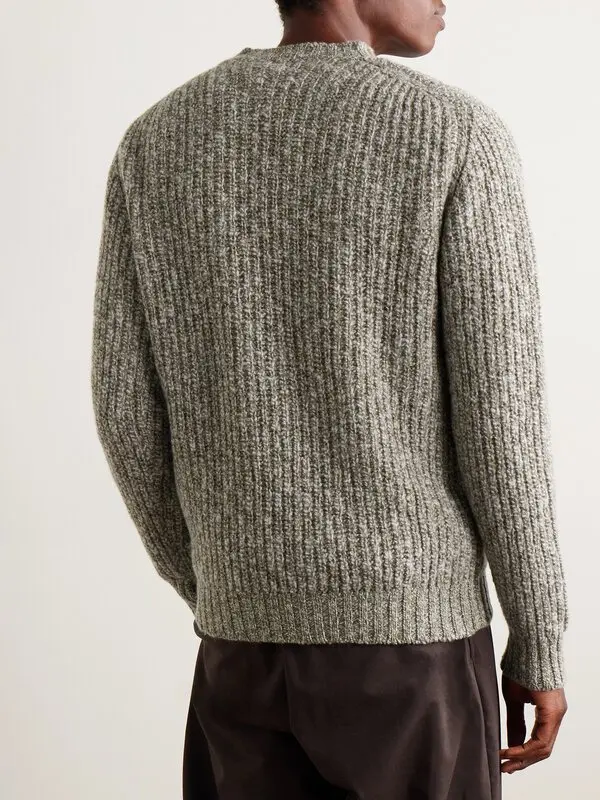 SLOWEAR Incotex Zanone Ribbed Brushed-wool Sweater