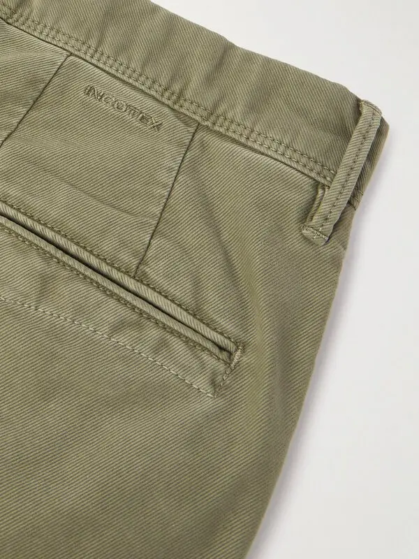 SLOWEAR Slim-fit Garment-dyed Tricochino Trousers - Green