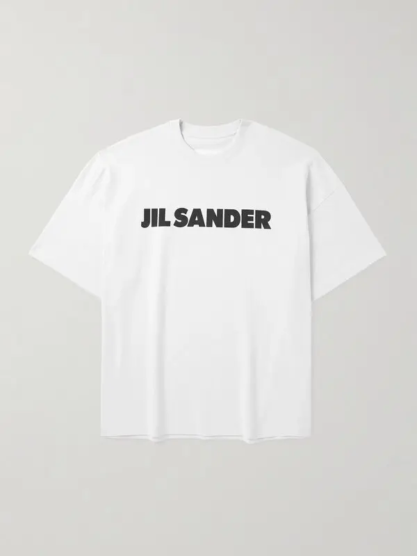JIL SANDER Logo Print Cotton Jersey T-shirt - Gray