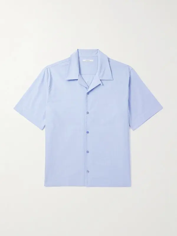 Givenchy Convertible-collar Logo-appliquéd Cotton Oxford Shirt - Blue