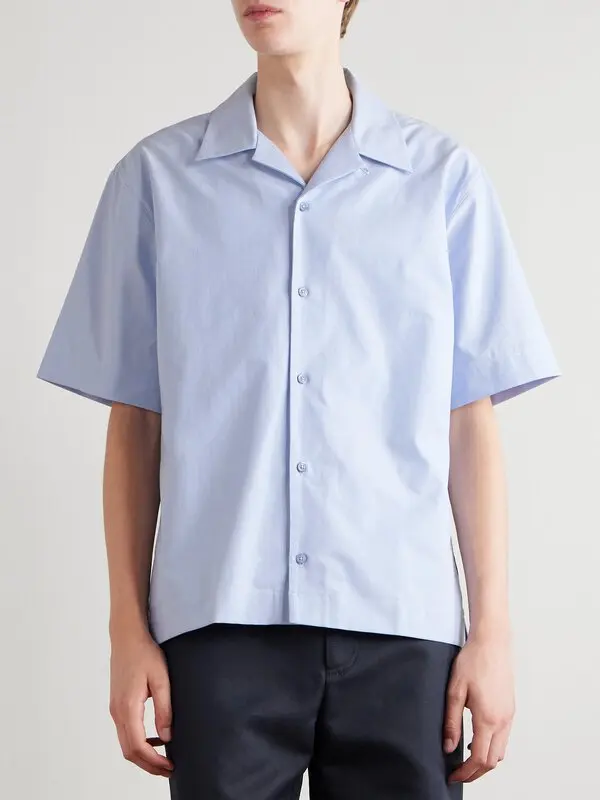 Givenchy Convertible-collar Logo-appliquéd Cotton Oxford Shirt - Blue