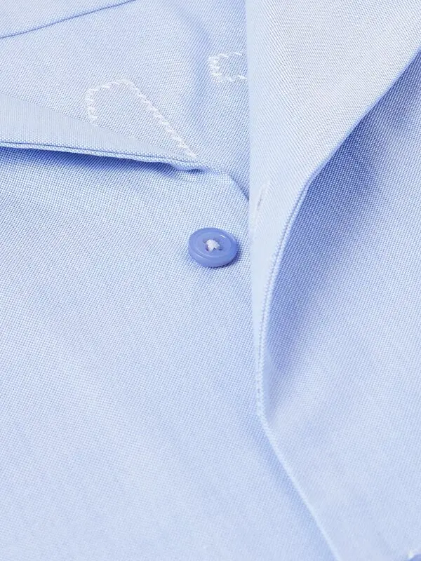 Givenchy Convertible-collar Logo-appliquéd Cotton Oxford Shirt - Blue