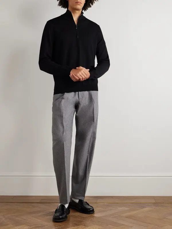 SLOWEAR Incotex Zanone Flexwool Half-zip Sweater - Black