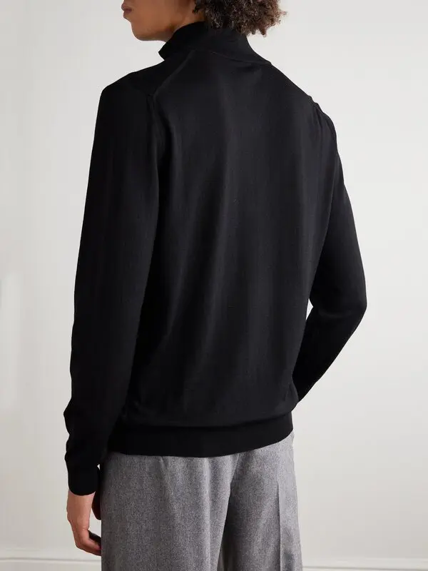 SLOWEAR Incotex Zanone Flexwool Half-zip Sweater - Black
