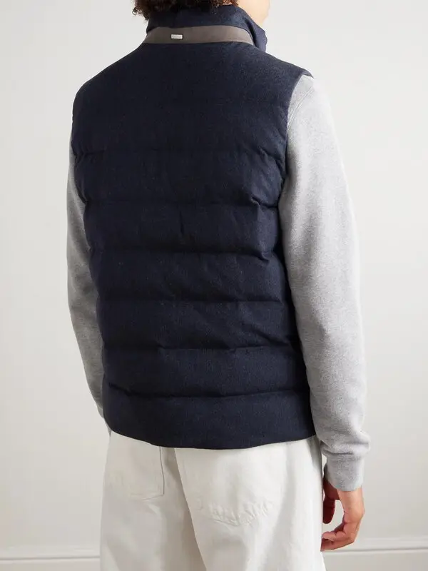 Herno Suede-trimmed Quilted Down Gilet - Blue