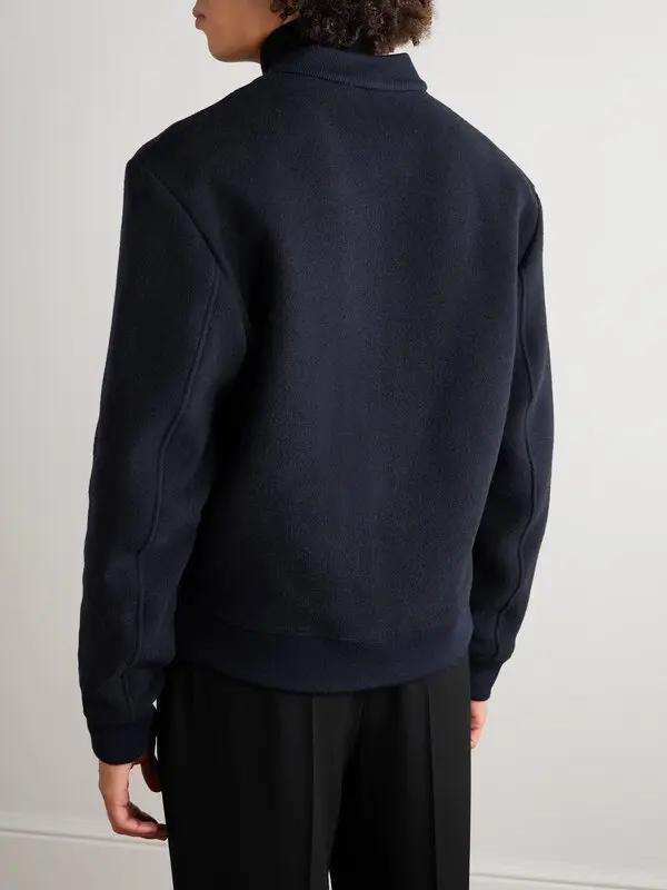Etro Logo-embroidered Wool-blend Bomber Jacket - Blue
