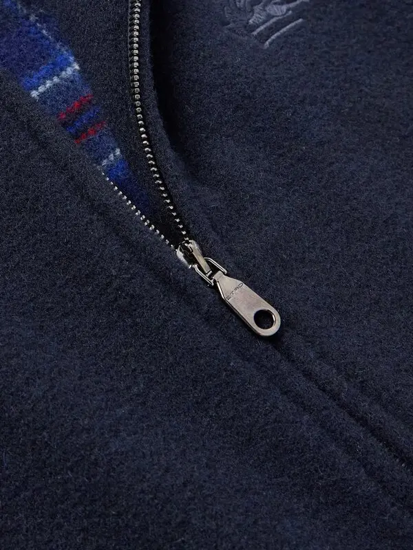 Etro Logo-embroidered Wool-blend Bomber Jacket - Blue