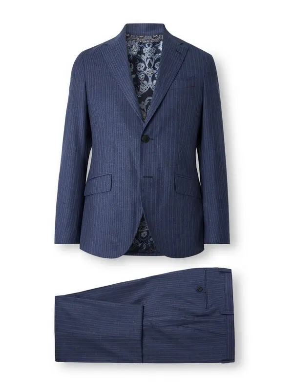 Etro Roma Pinstriped Wool Suit - Blue