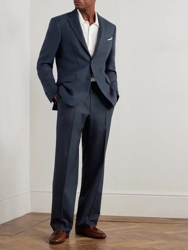 Etro Roma Basketweave Wool Blazer - Blue