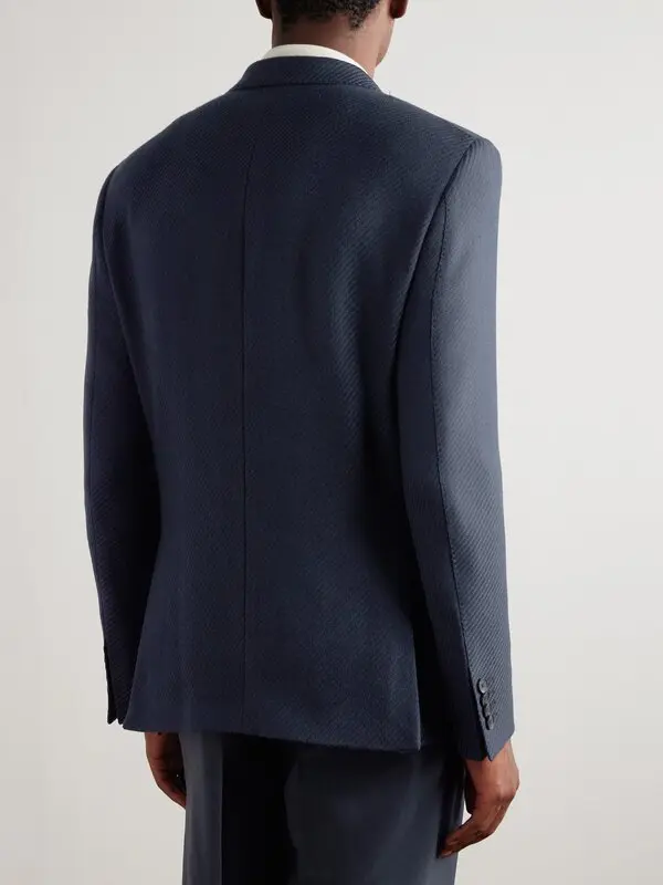 Etro Roma Basketweave Wool Blazer - Blue