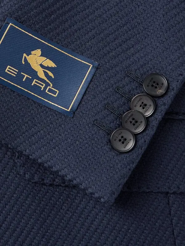 Etro Roma Basketweave Wool Blazer - Blue