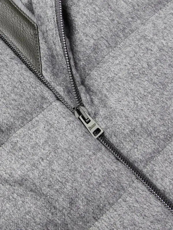 Herno Leather-trimmed Quilted Silk And Cashmere-blend Down Jacket