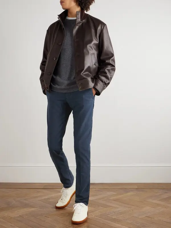 SLOWEAR Slim-fit Garment-dyed Tricochino Trousers