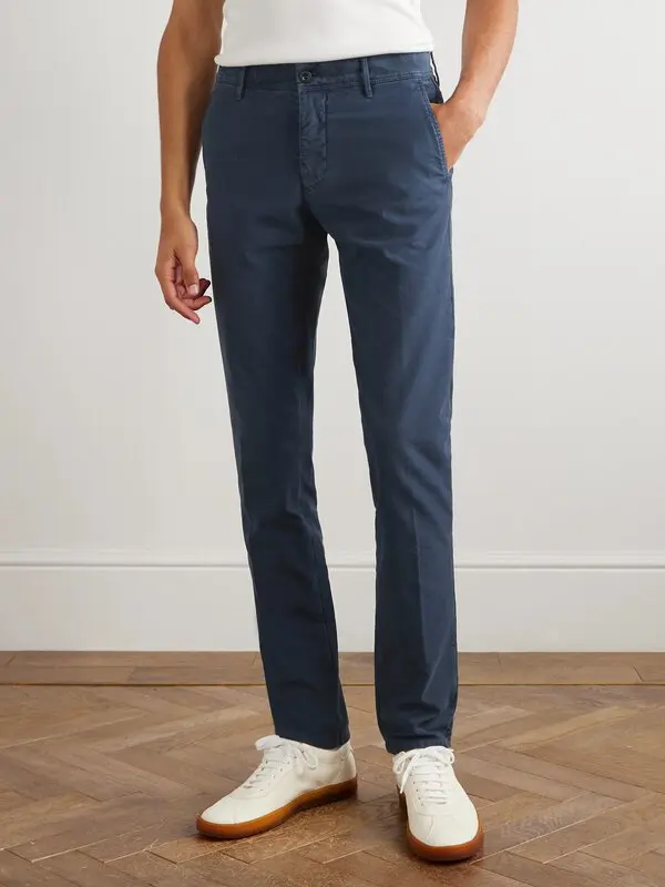 SLOWEAR Slim-fit Garment-dyed Tricochino Trousers