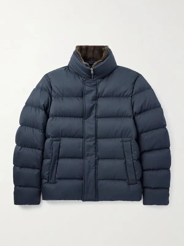 Herno Quilted Twill Down Jacket With Plush Trim