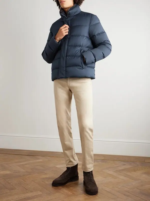 Herno Quilted Twill Down Jacket With Plush Trim