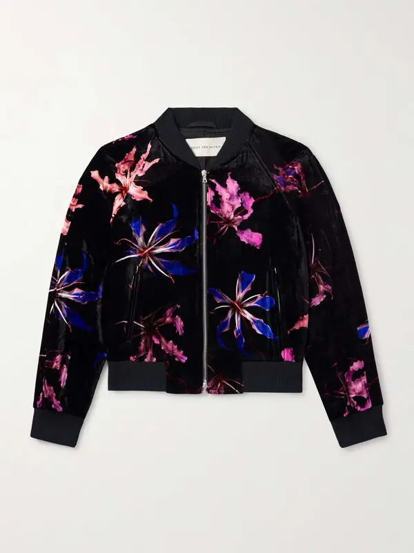 Dries Van Noten Printed Velvet Bomber Jacket