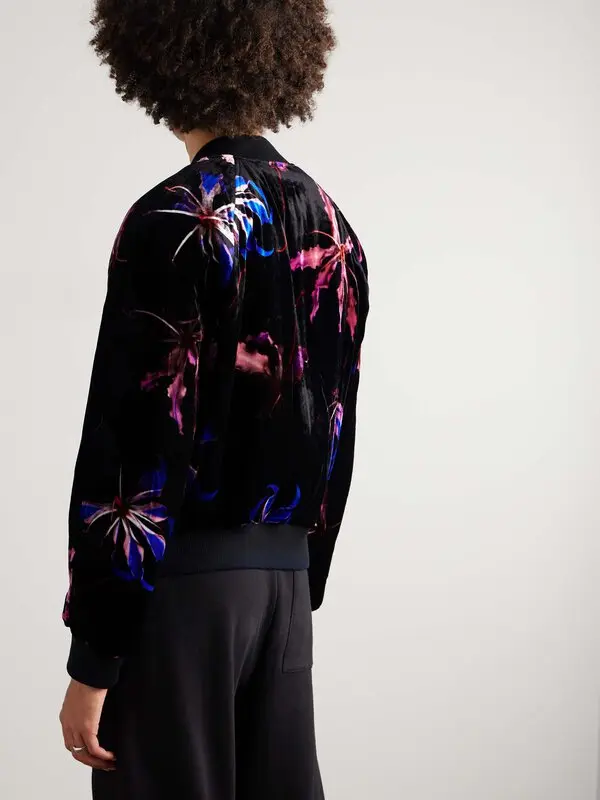 Dries Van Noten Printed Velvet Bomber Jacket