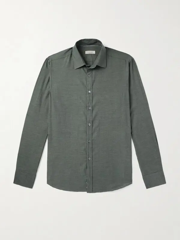 Canali Herringbone Cotton Shirt