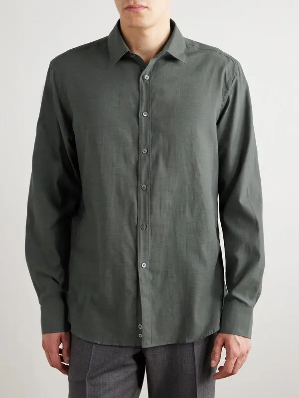 Canali Herringbone Cotton Shirt
