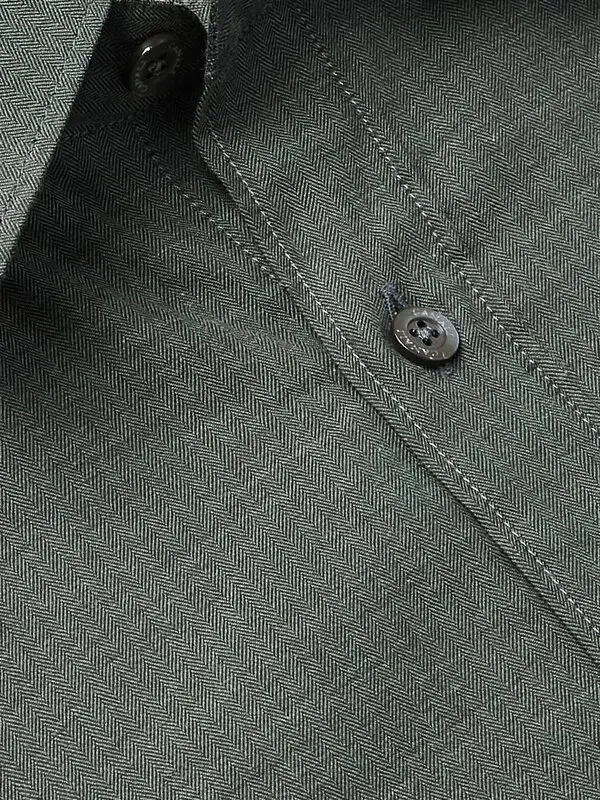 Canali Herringbone Cotton Shirt