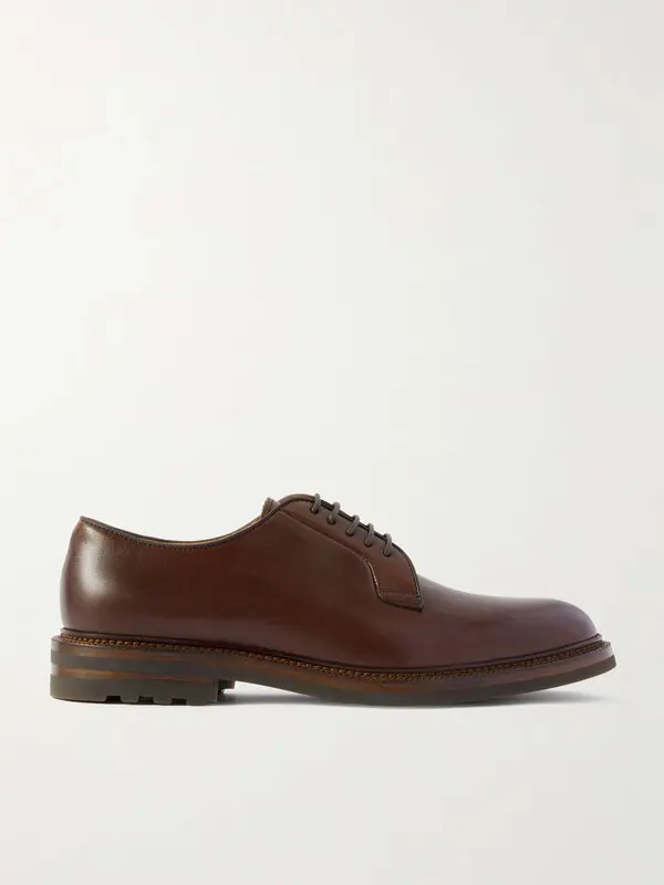 Brunello Cucinelli Leather Derby Shoes - Dark Brown