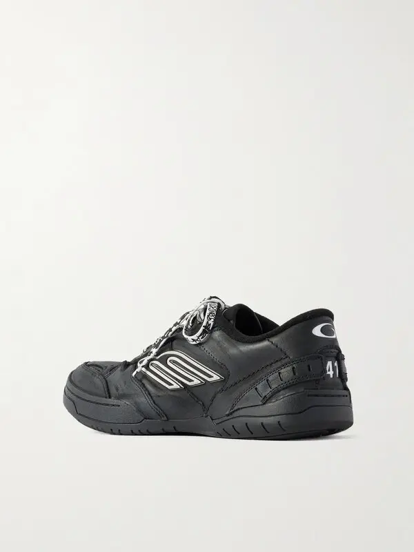 Balenciaga Hampton Logo-appliquéd Distressed Leather Sneakers