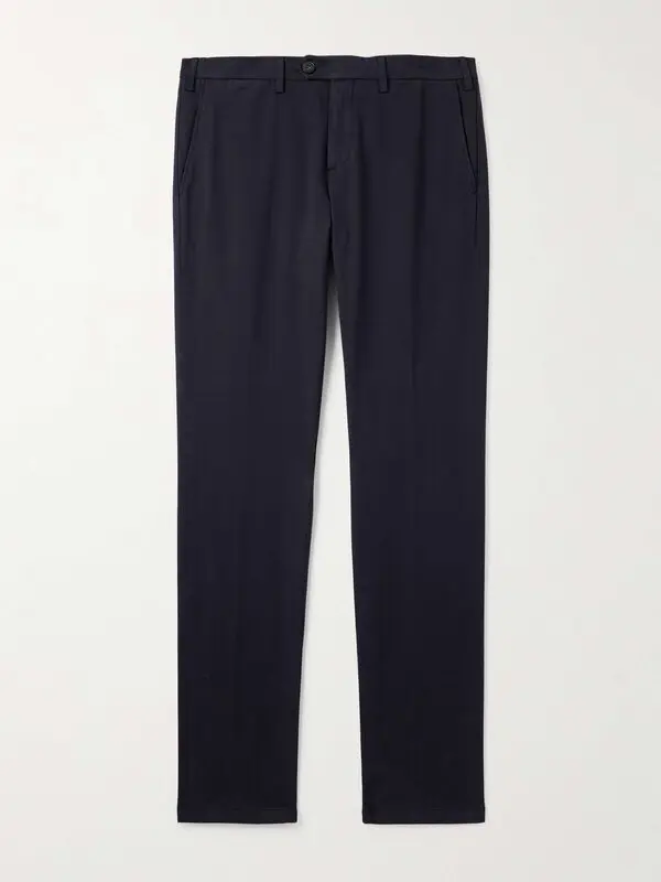 Canali Slim-fit Pleated Cotton-twill Trousers