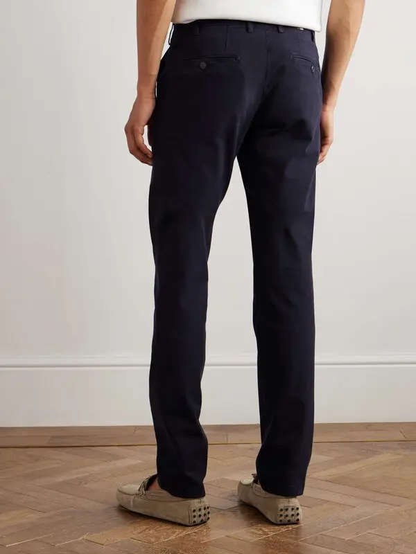 Canali Slim-fit Pleated Cotton-twill Trousers