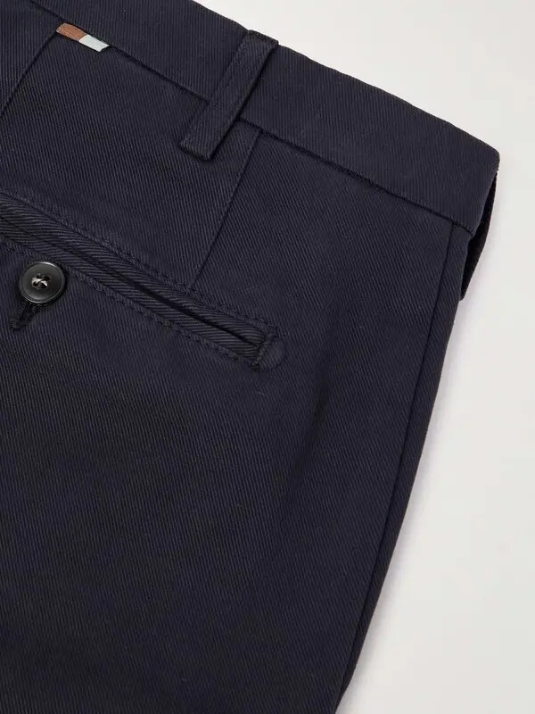 Canali Slim-fit Pleated Cotton-twill Trousers
