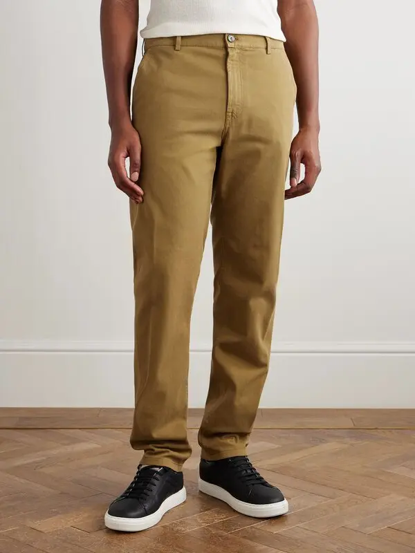 Canali Slim-fit Garment-dyed Cotton-twill Trousers