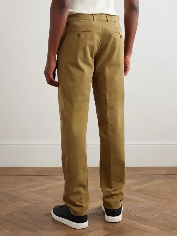 Canali Slim-fit Garment-dyed Cotton-twill Trousers