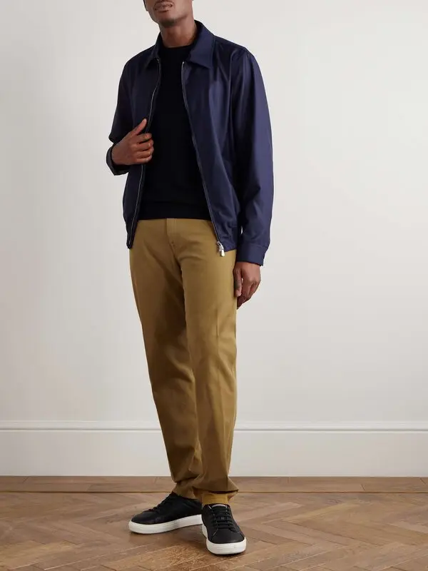 Canali Slim-fit Garment-dyed Cotton-twill Trousers