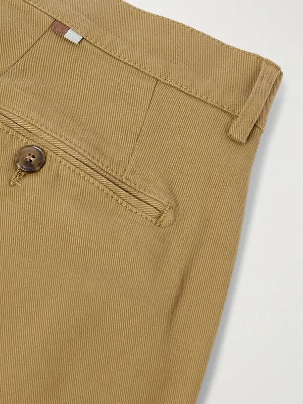 Canali Slim-fit Garment-dyed Cotton-twill Trousers