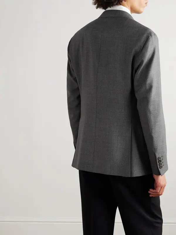 Canali Double-breasted Wool Suit Jacket - Gray