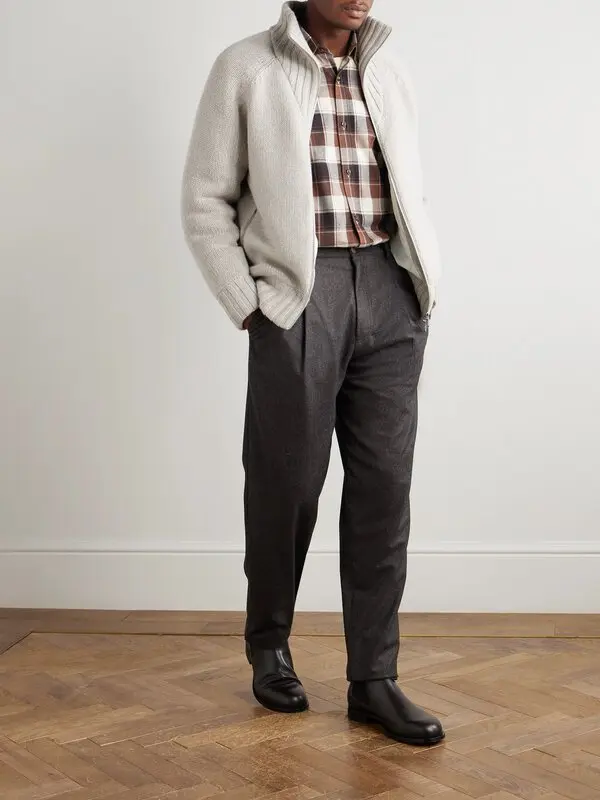Brunello Cucinelli Straight-leg Pleated Virgin Wool-flannel Trousers