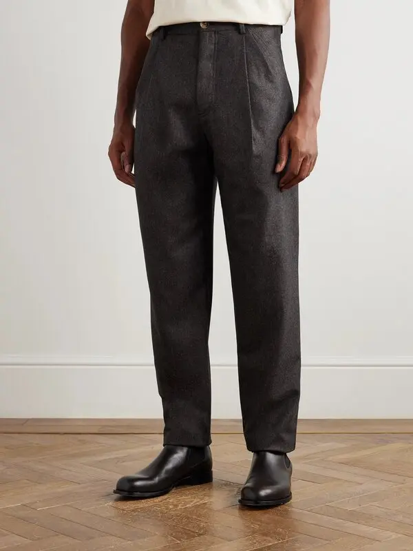 Brunello Cucinelli Straight-leg Pleated Virgin Wool-flannel Trousers