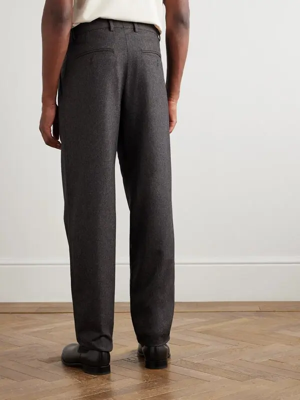 Brunello Cucinelli Straight-leg Pleated Virgin Wool-flannel Trousers