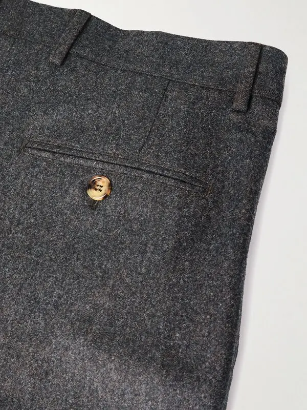 Brunello Cucinelli Straight-leg Pleated Virgin Wool-flannel Trousers