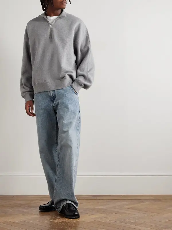 AGOLDE Idris Cotton-jersey Half-zip Sweatshirt