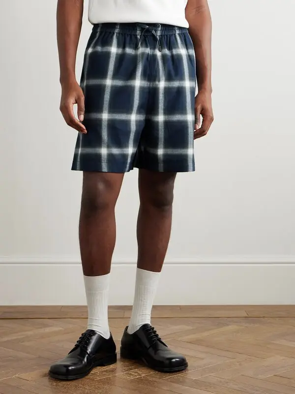 Acne Studios Rannel Straight-leg Checked Cotton-flannel Drawstring Shorts