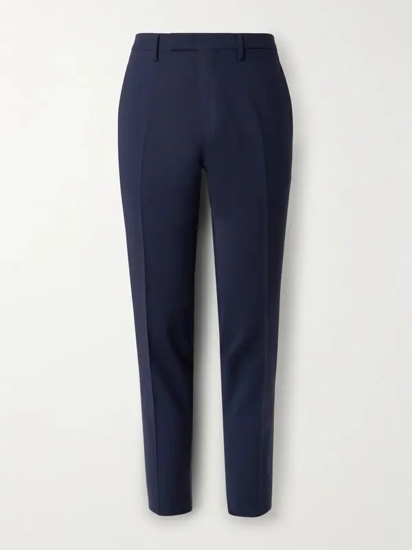 Boglioli Straight-leg Garment-dyed Wool-blend Trousers - Blue