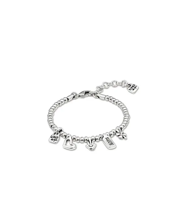 UNODE50 Sterling-plated Beaded Charm Bracelet - Silver