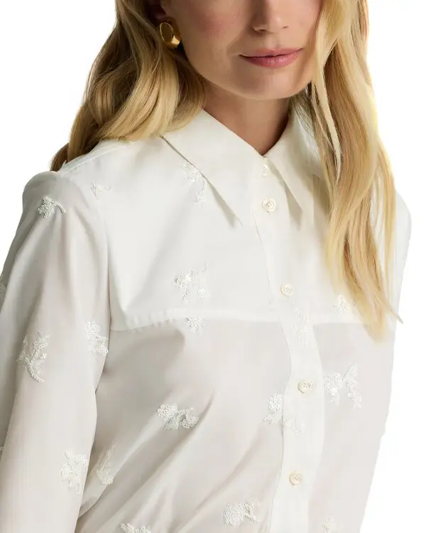 St. John Floral Sequin Embroidered Top