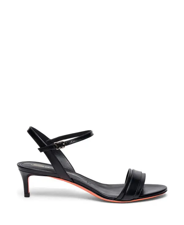 Santoni Leather Mid-heel Sandals - Black