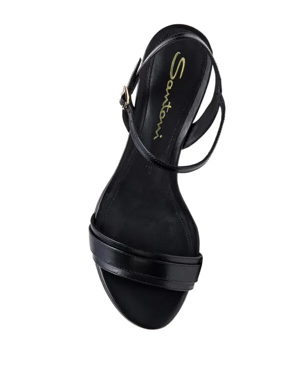 Santoni Leather Mid-heel Sandals - Black