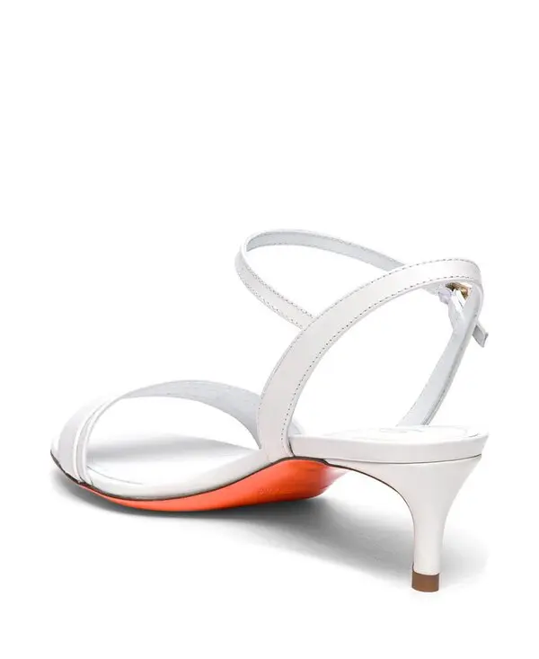 Santoni Leather Mid-heel Sandals - Silver