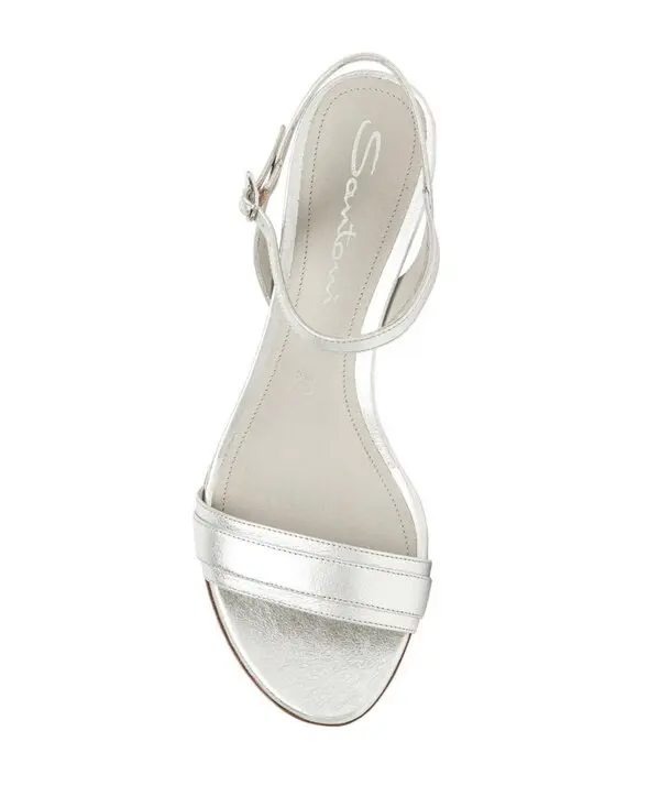 Santoni Leather Mid-heel Sandals - Silver