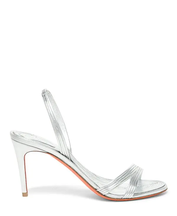 Santoni Leather Mid-heel Sandals - Silver